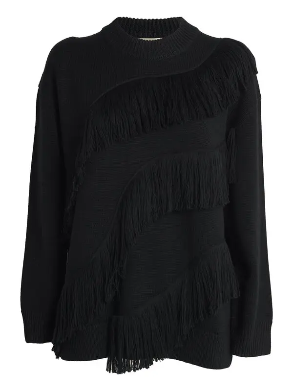 Ulla Johnson Wool Fringe-detail Sweater - Black