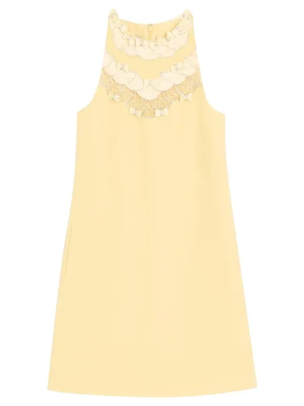 Valentino Garavani Virgin Wool-silk Embellished Mini Dress - Yellow