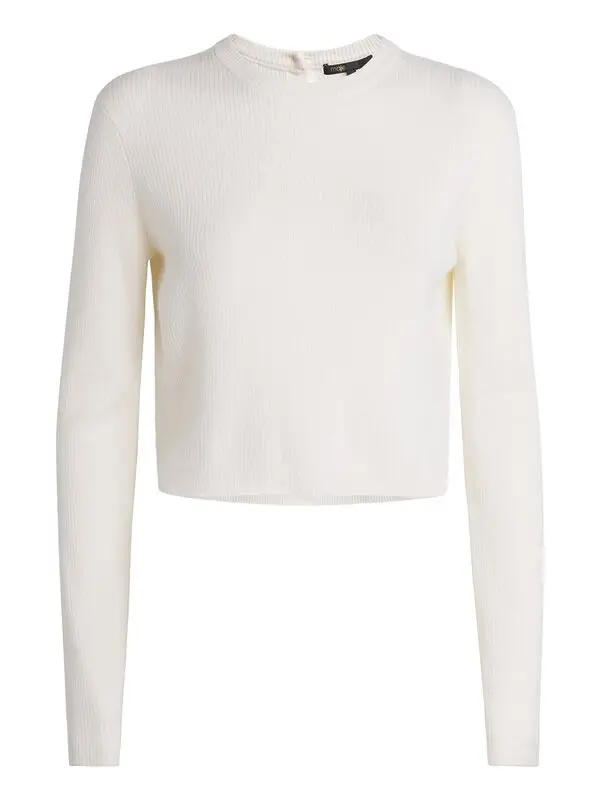 Maje Ribbed Wool Sweater With Jeweled Buttons - White