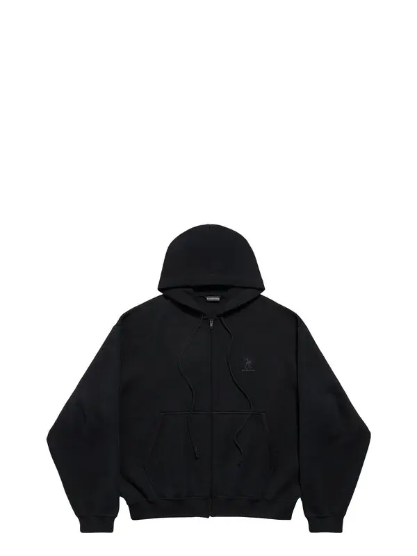 Balenciaga Cotton-blend Embroidered Lion Hoodie - Black