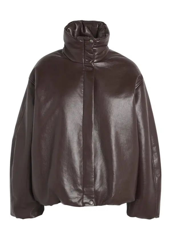 ANINE BING Leather-blend Cyrus Bomber Jacket - Brown