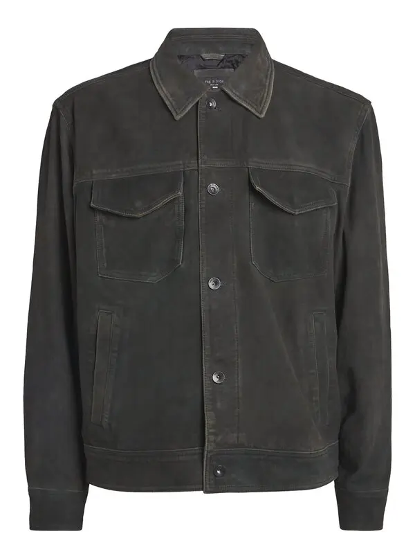 Rag & Bone Goat Suede Trucker Jacket - Black