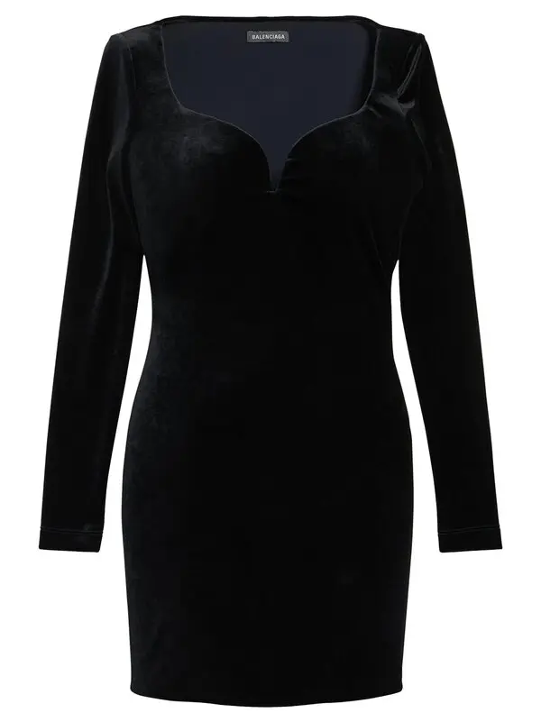 Balenciaga Velvet Mini Dress - Black
