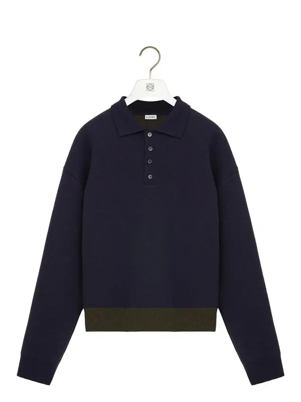 Loewe Wool-blend Polo Sweater - Navy