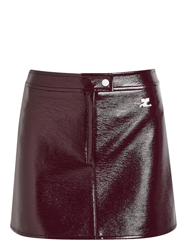 COURREGES Reedition Crinkled Vinyl Mini Skirt - Burgundy