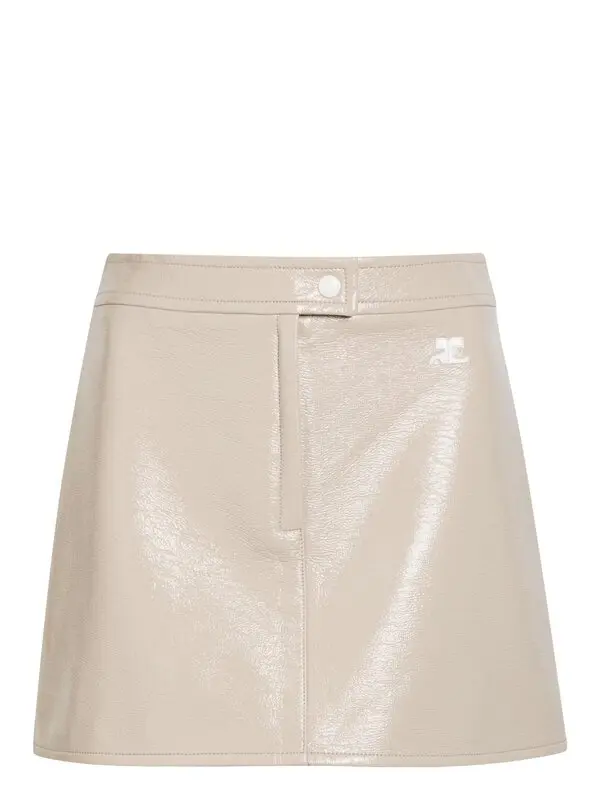 COURREGES Reedition Crinkled Vinyl Mini Skirt - Light Grey