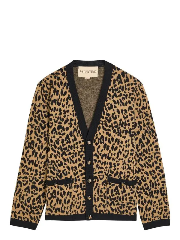 Valentino Garavani Leopard-print Wool Cardigan - Multicoloured 1