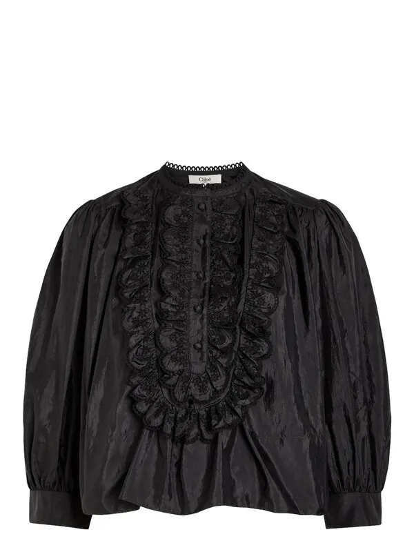 Chloé Ruffled Shell Blouse - Black