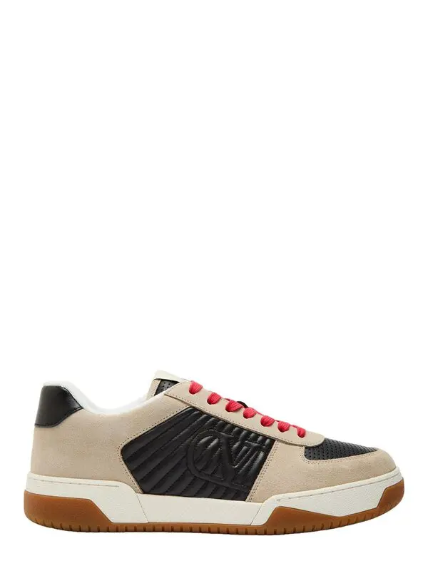 Valentino Garavani Vg Panelled Suede Sneakers - Beige