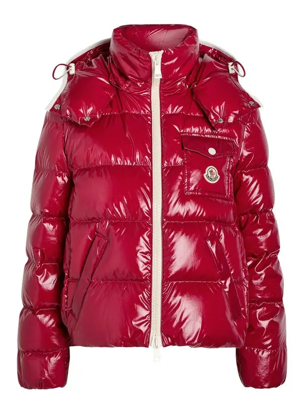 Moncler Andro Padded Hooded Glossed Shell Jacket - Plum