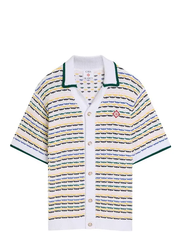Casablanca Logo-appliquéd Patterned Cotton-knit Shirt - Multicoloured 1
