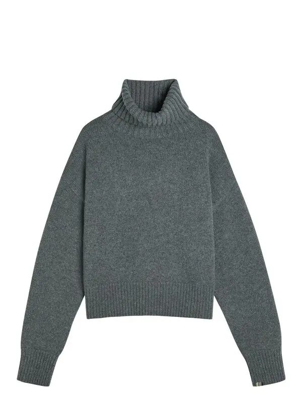 EXTREME CASHMERE X N°434 Crop Xtra Roll-neck Cashmere Jumper - Dark Grey