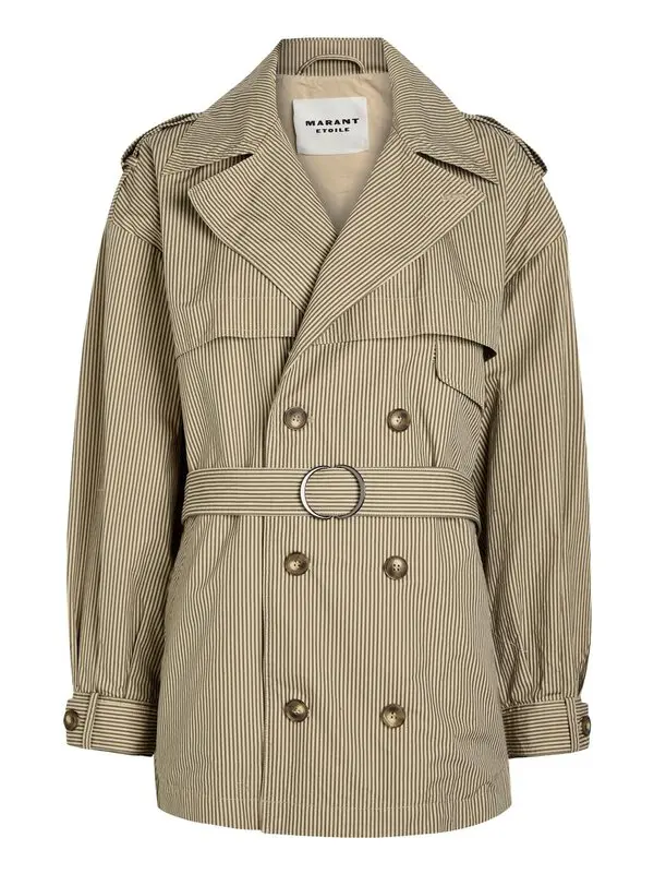Isabel Marant Claya Striped Belted Cotton Jacket - Beige