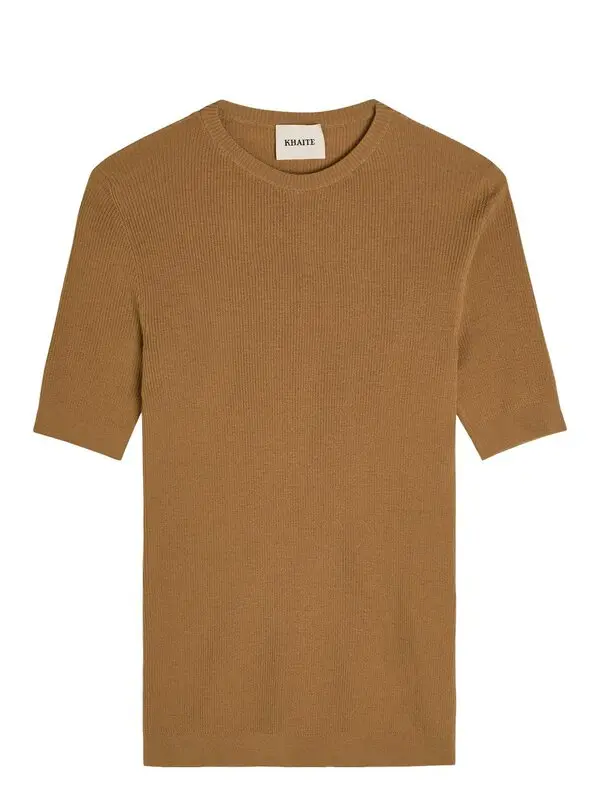 Khaite Celina Ribbed Wool-blend Top - Camel