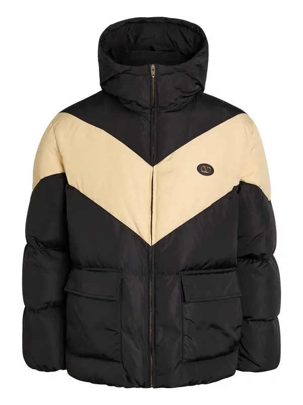 Valentino Garavani Padded Colour-blocked Shell Jacket - Black