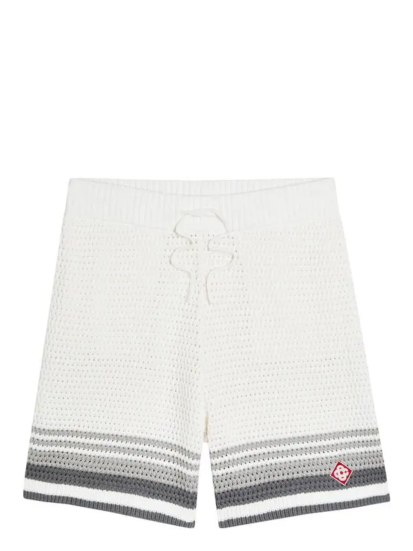 Casablanca Logo-appliquéd Crochet-knit Cotton Shorts - White And Grey
