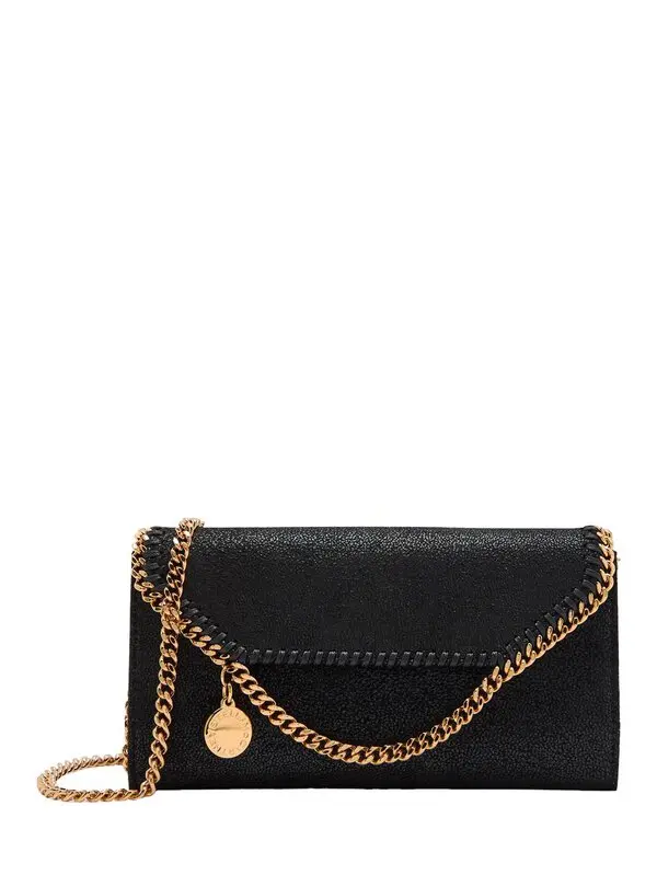 Stella McCartney Falabella Grained Faux Suede Wallet-on-chain - Black