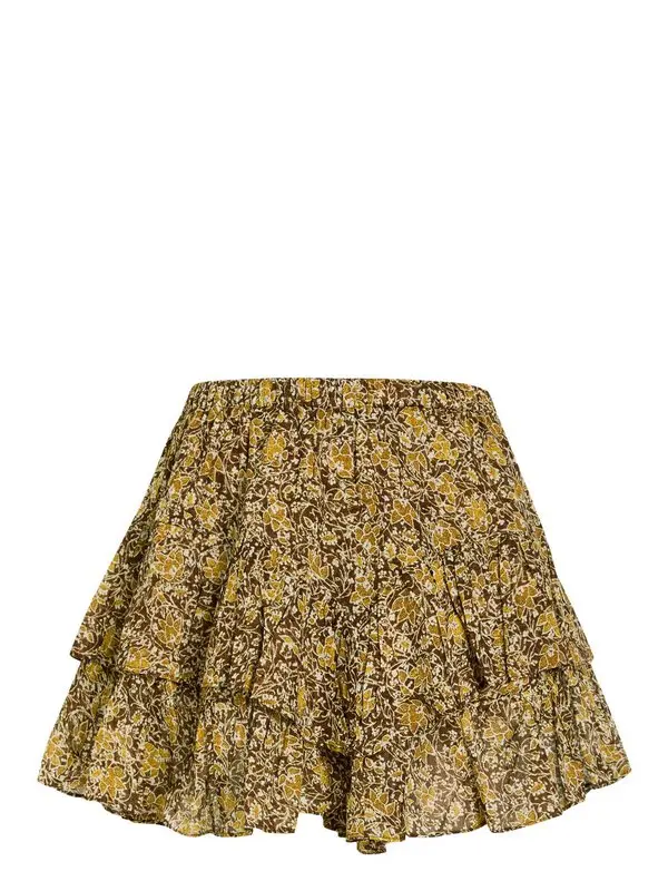 Isabel Marant Jocadia Floral Ruffled Cotton Shorts - Khaki