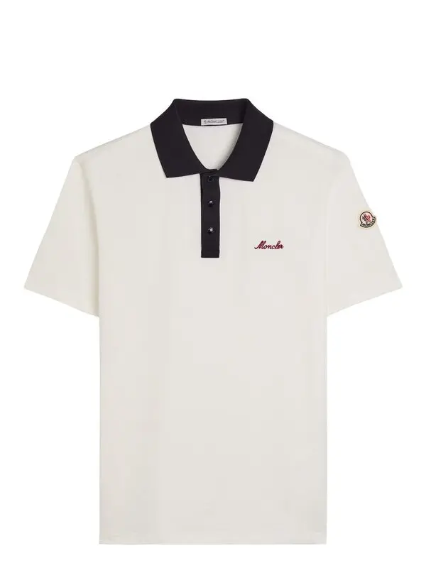 Moncler Logo-embroidered Piqué Cotton Polo Shirt - White