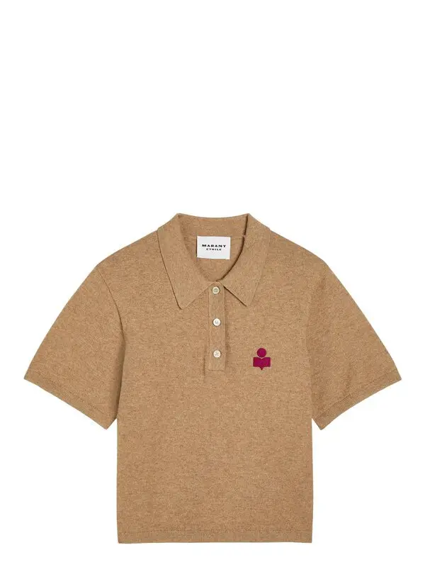 Isabel Marant Althea Logo-appliquéd Cotton-blend Polo Shirt - Camel