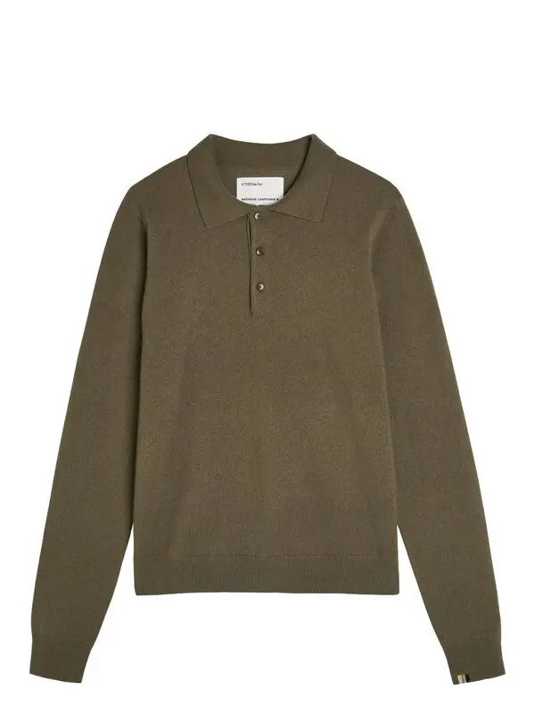 EXTREME CASHMERE X Cashmere-blend Polo Jumper - Dark Green