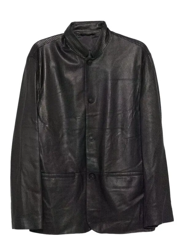 Giorgio Armani Perforated Leather Jacket - Black