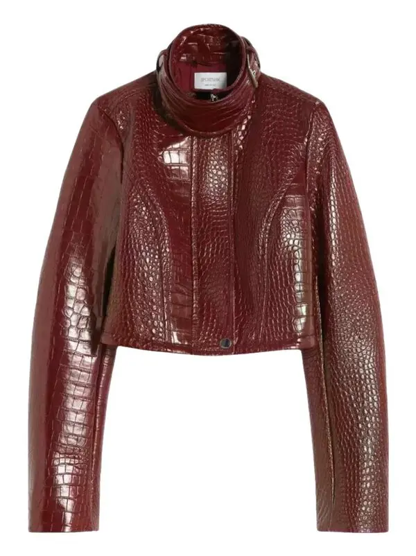 Sportmax Alligator-print Collar Jacket - Red