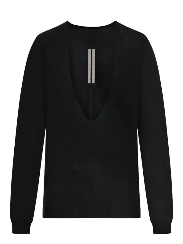 Rick Owens Temple Extreme V-neck Sweater - Black