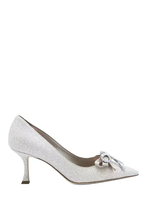 JIMMY CHOO Crystal-embellished Bow Pumps - Grey