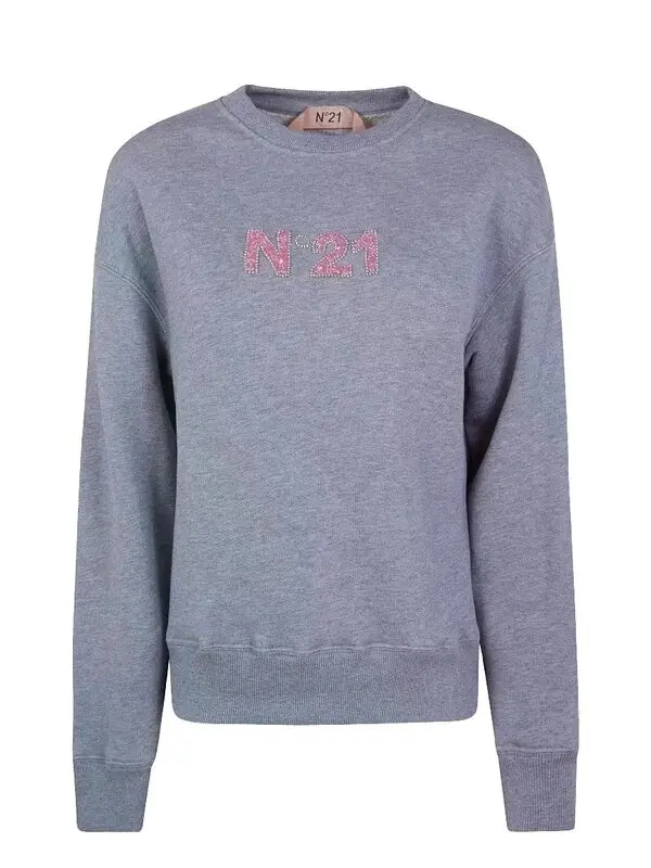 N°21 Crystal-embellished Sweatshirt - Grey