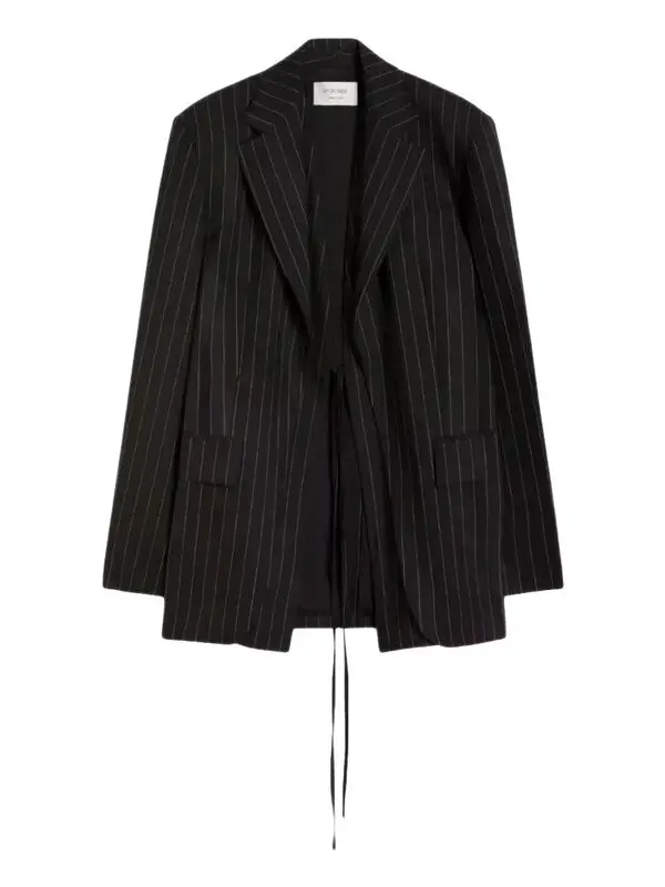 Sportmax Pinstripe Tie-fastening Blazer - Black