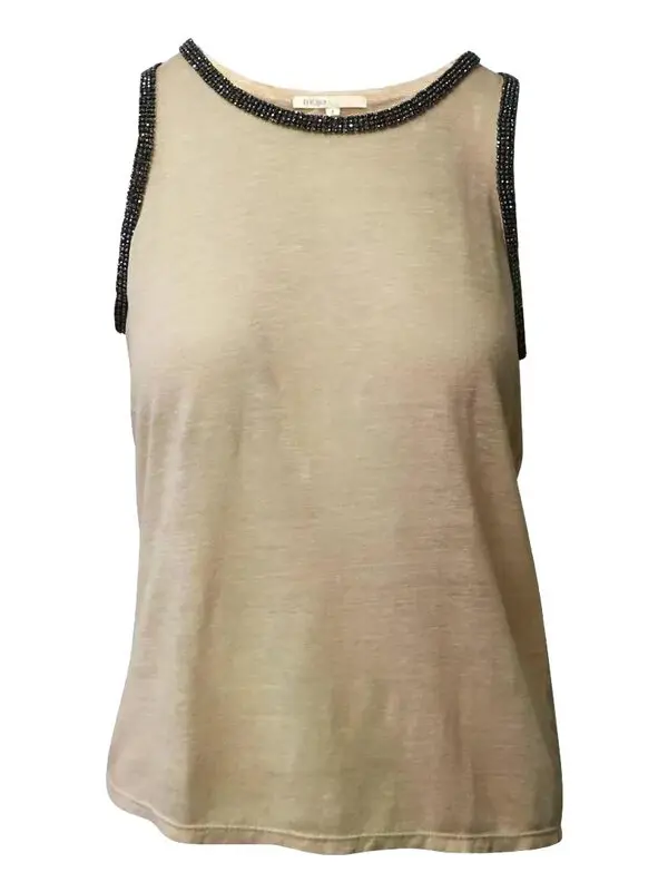 Maje Jewel-neckline Linen Tank Top - Neutrals