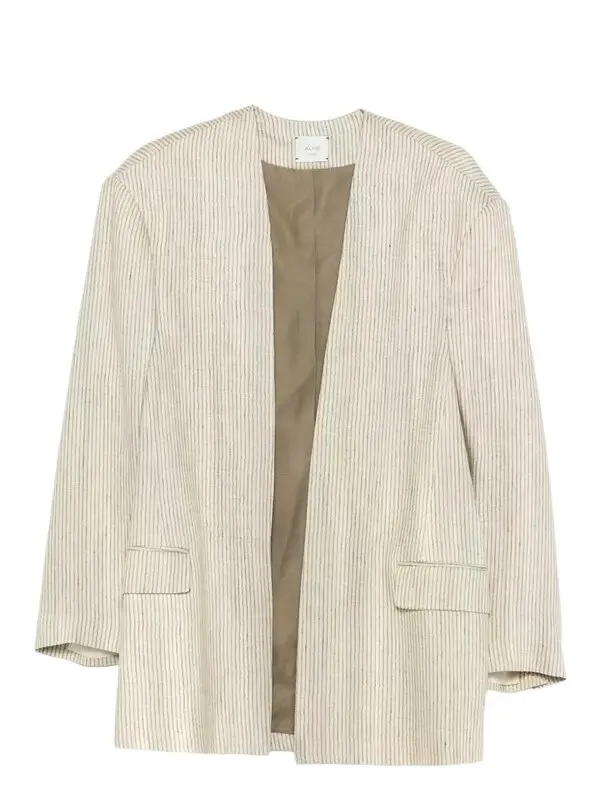 ALYSI Striped Blazer With Pockets - Neutrals