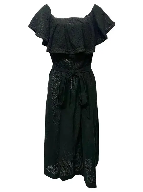 Lisa Marie Fernandez Mira Ruffled Broderie Anglaise Dress - Black