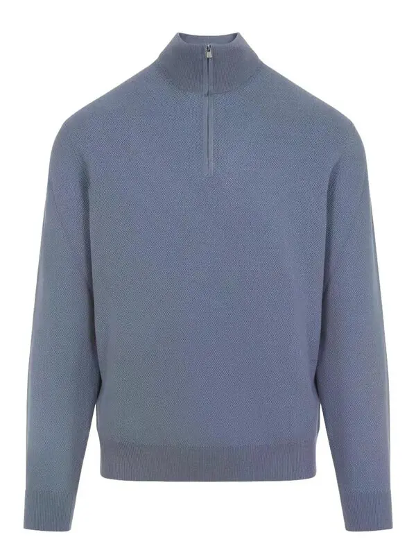 Ralph Lauren Purple Label Zip-neck Wool Sweater - Blue
