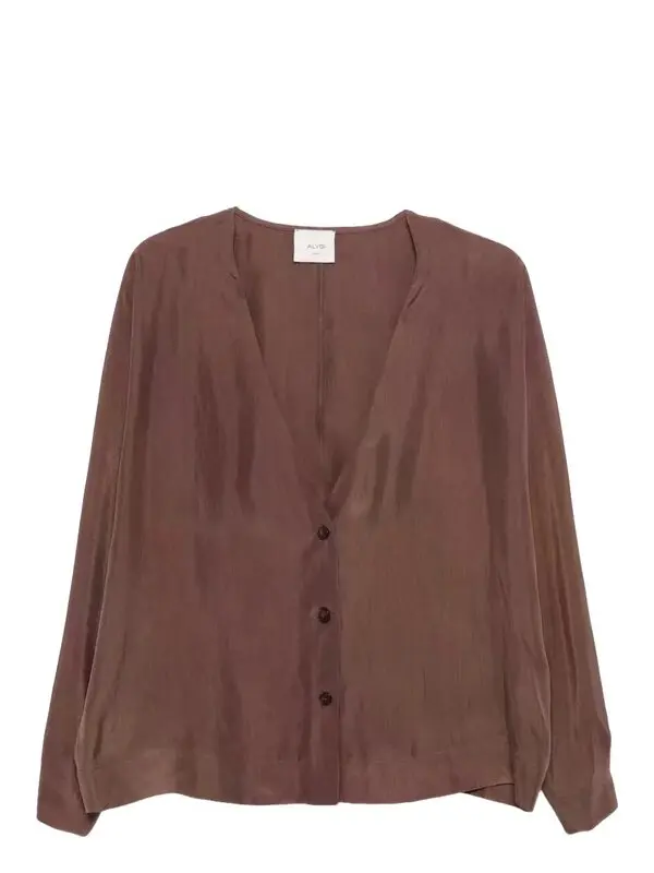 ALYSI V-neck Button Jacket - Brown
