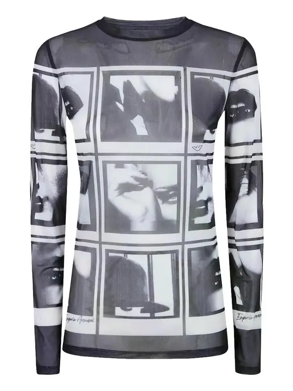 Emporio Armani Graphic-print Long-sleeved T-shirt - White