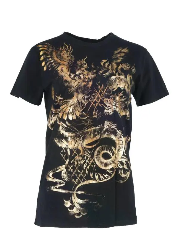 Balmain Dragon-printed Cotton T-shirt - Black