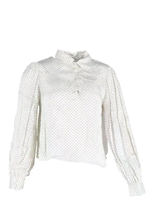 GANNI Polka Dot Long-sleeve Blouse - White