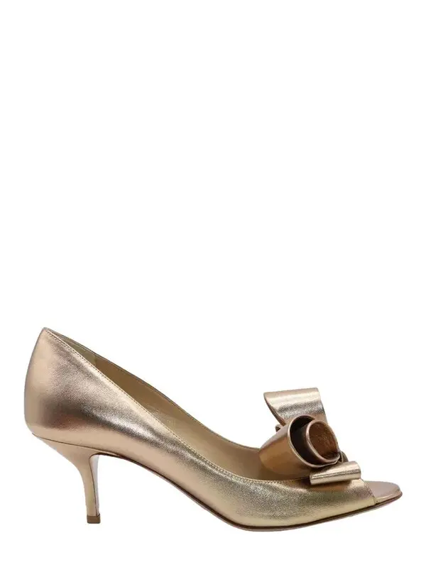 Valentino Garavani Bow-detail Leather Pumps - Gold