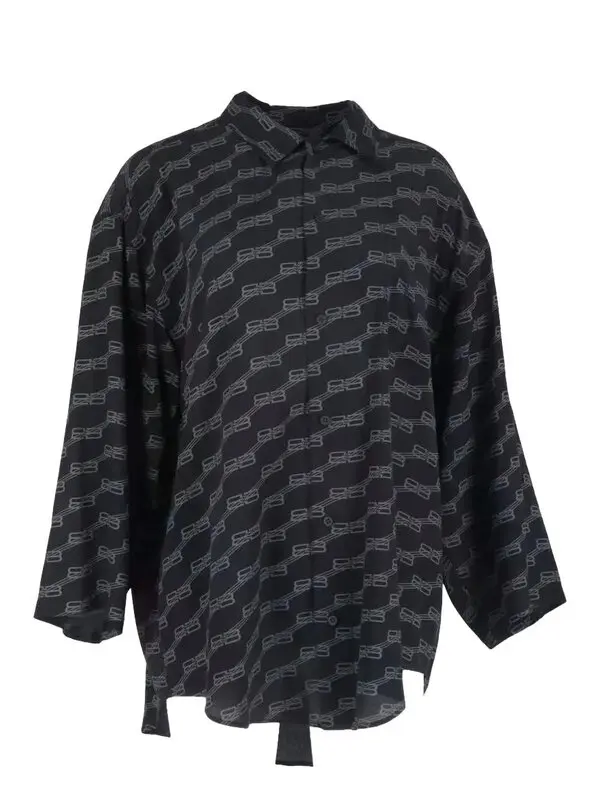 Balenciaga Logo-print Long-sleeve Shirt - Black