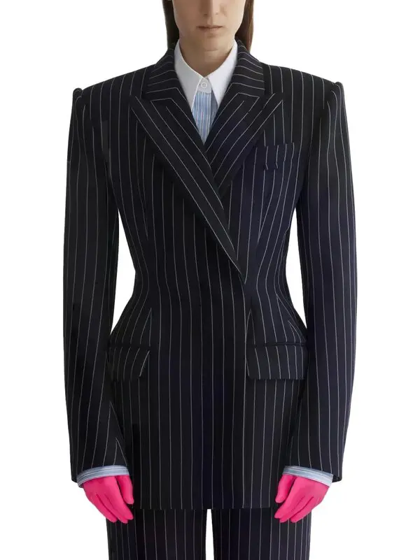 MUGLER Pinstripe Double-breasted Jacket - Black