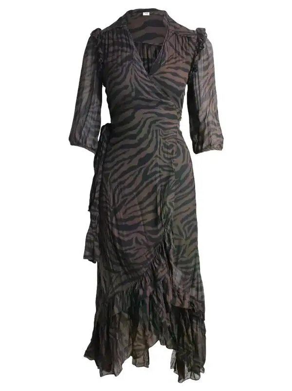 Ba&sh Zebra-print Asymmetric Dress - Brown