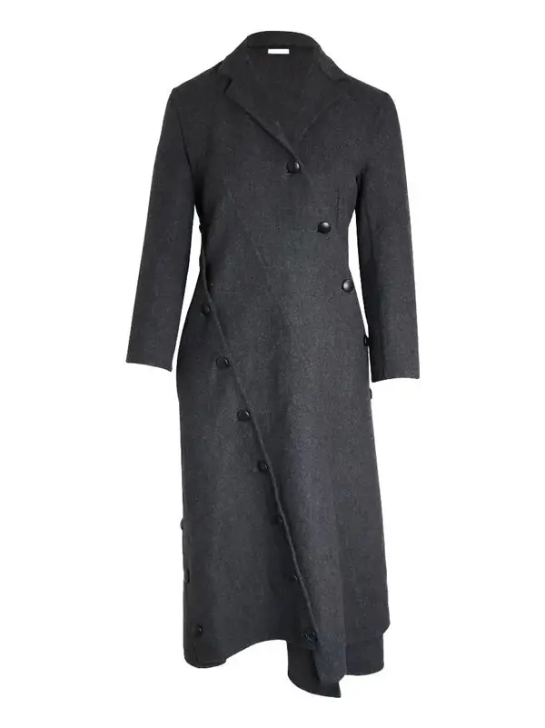 Celine Asymmetric Button-detailed Coat - Grey