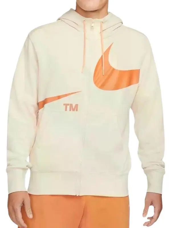 Nike Swoosh-print Zip-up Hoodie - Neutrals