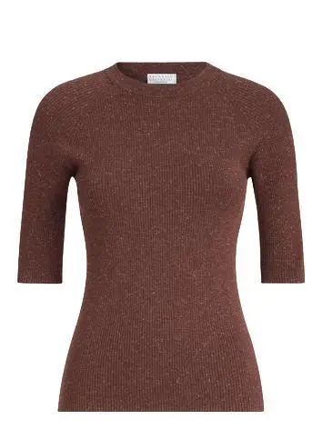 Brunello Cucinelli Sparkling Cashmere Crew-neck Sweater - Bordeaux