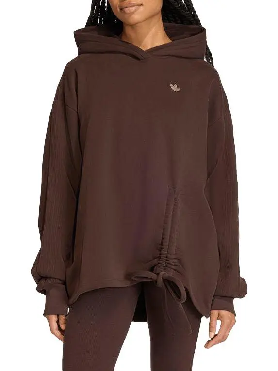 ADIDAS ORIGINALS Oversized Ruched Cotton-blend Hoodie - Aurora Coffee