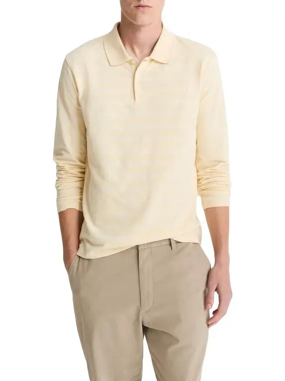Vince Jacquard Stripe Long Sleeve Polo - Meadowlark