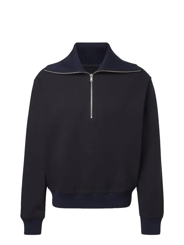 JIL SANDER Cotton Half-zip Sweatshirt - Blue