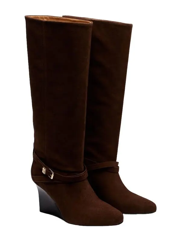 GANNI Wedge Knee-high Boots - Brown